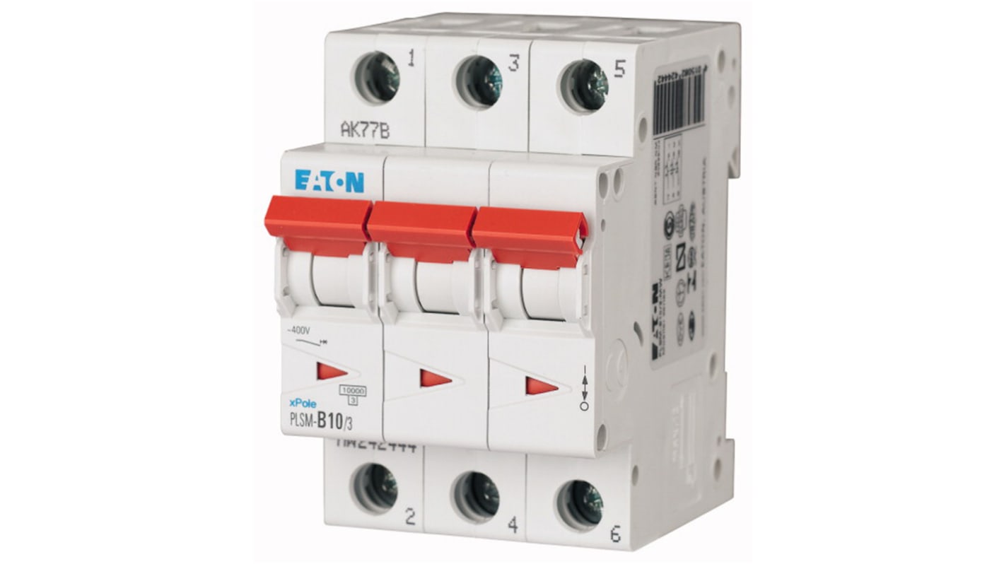 242470 PLSM-C10/3-MW | Eaton xPole MCB, 3P, 10A Curve C, 48V DC, 10 kA Breaking Capacity | RS