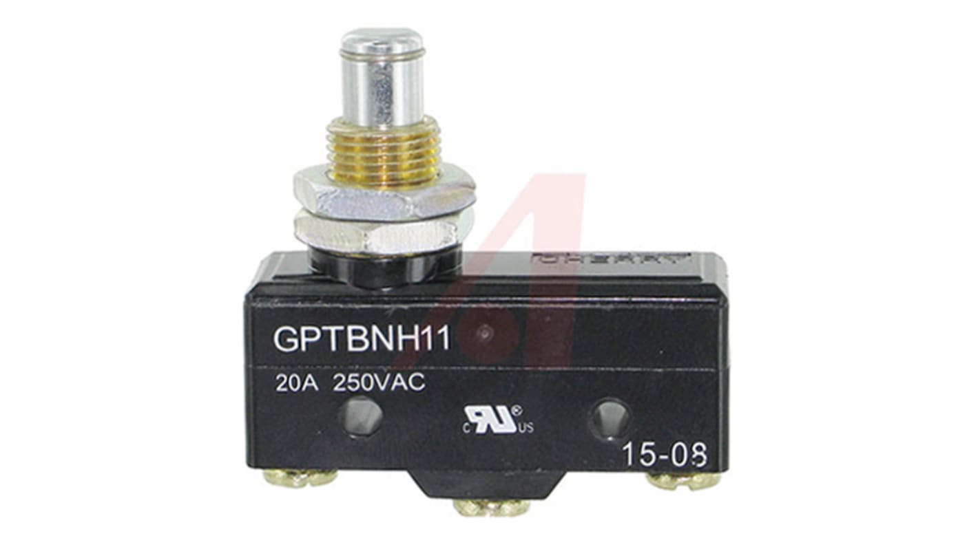 GPTBNH11 | ZF Button Micro Switch, Screw Terminal, 20 A, SP-CO, IP40 | RS