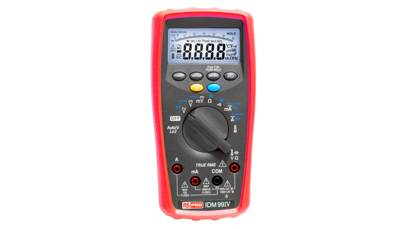 RS PRO IDM99IV Handheld Digital Multimeter, True RMS, 10A ac Max, 10A ...