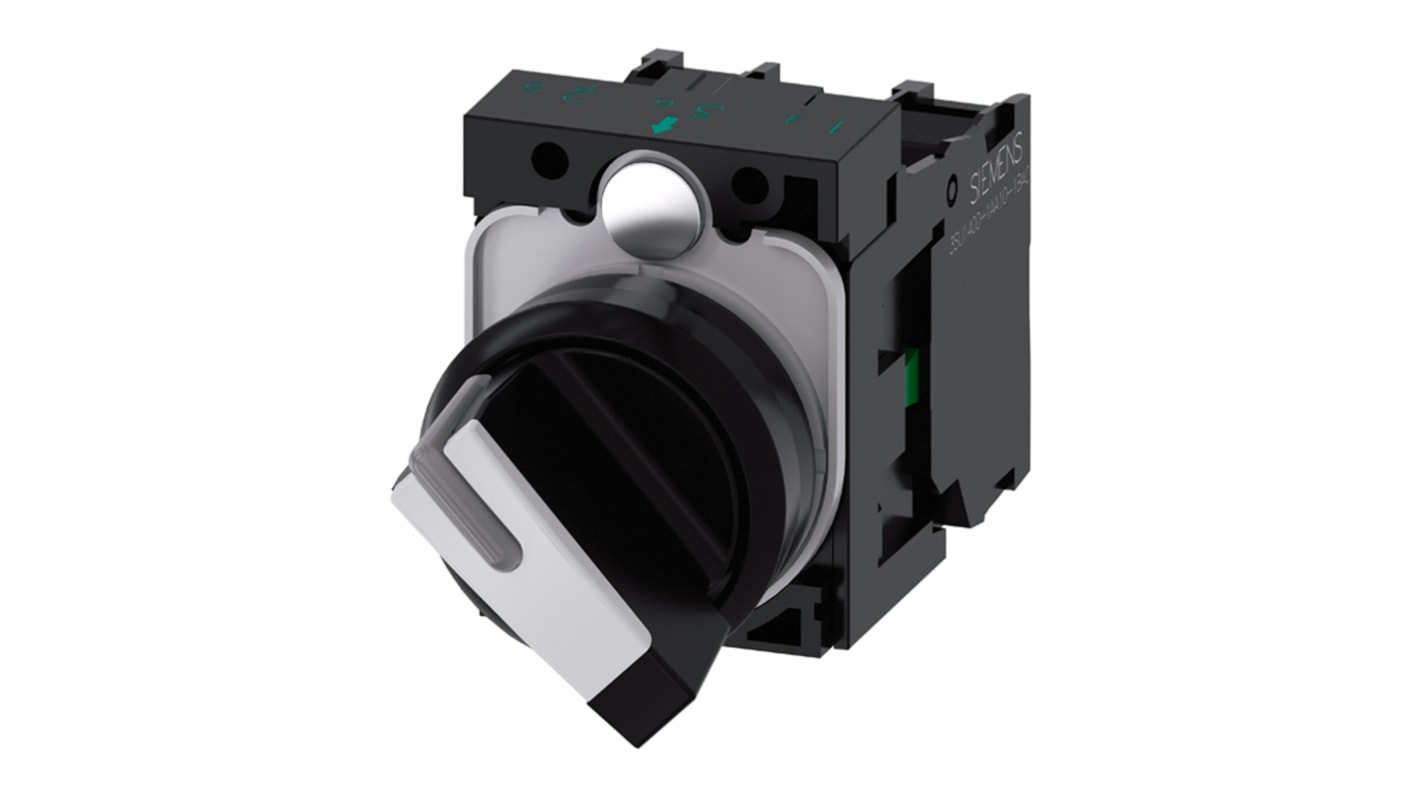 3SU1100-2BF60-1MA0 | Interruptor selector Siemens 2 Posiciones Roscado, 10A, Configuración SPDT | RS