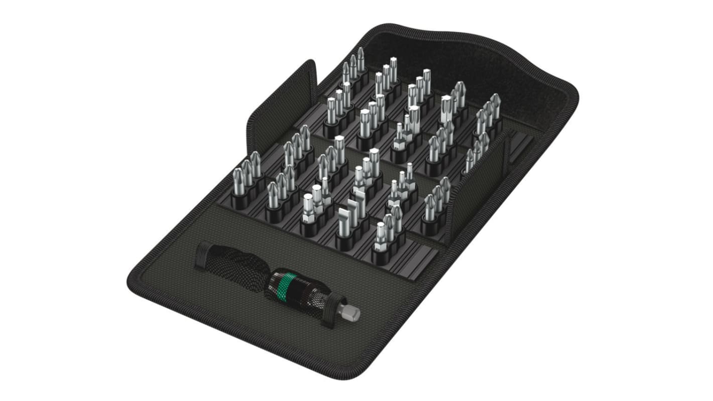05057122001 | Wera Driver Bit Set 61 Pieces, Hexagon, Phillips, Pozidriv, Slotted, Torx | RS