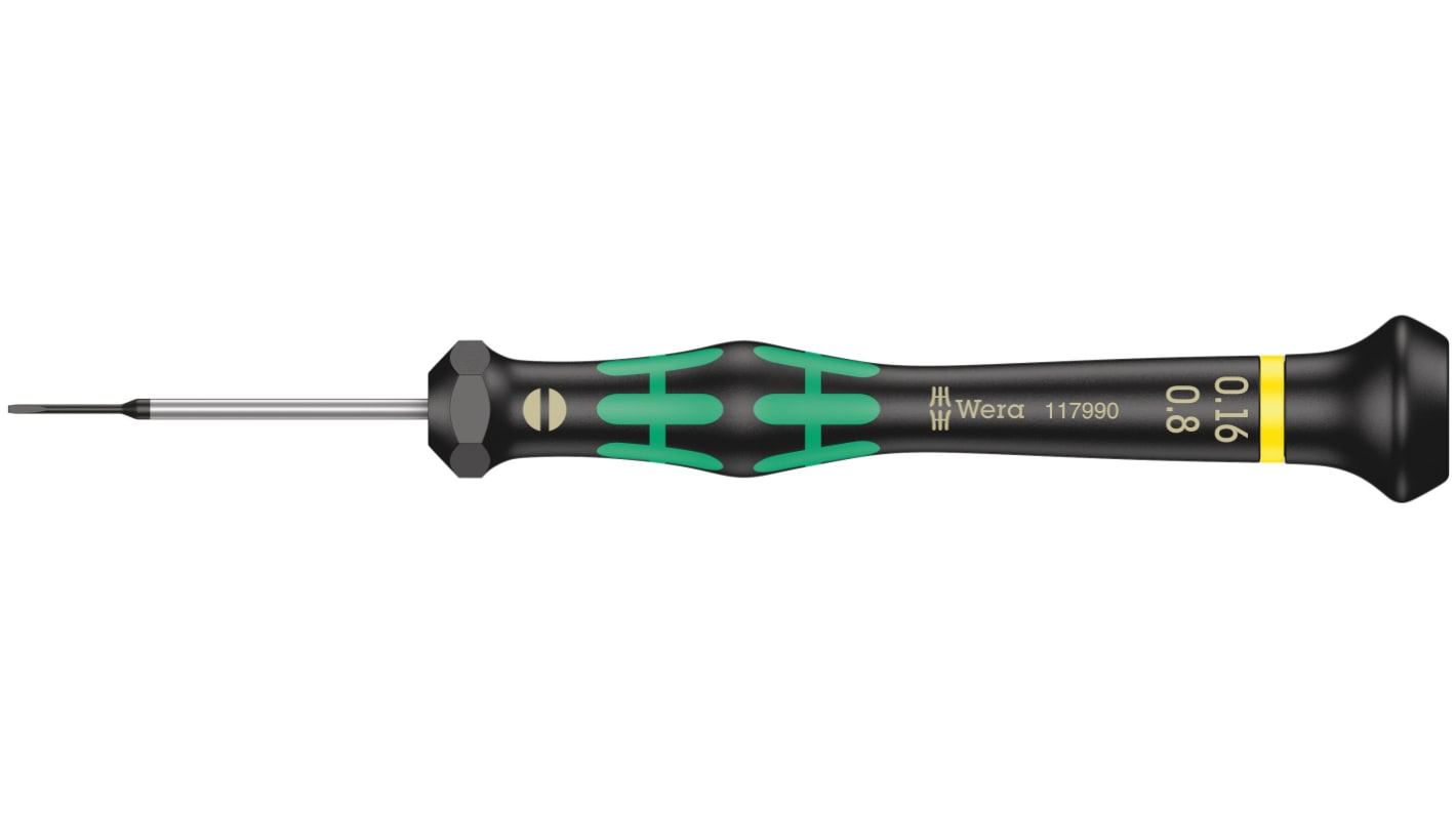05117990001 | Wera Slotted Precision Screwdriver, 0.8 x 0.16 mm Tip, 40 ...