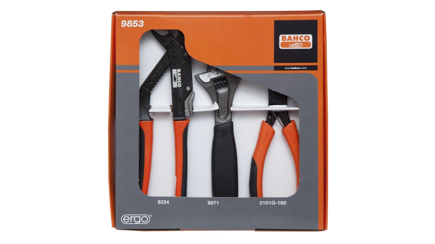 9853 | Bahco 3-Piece Plier Set, 300 mm Overall | RS
