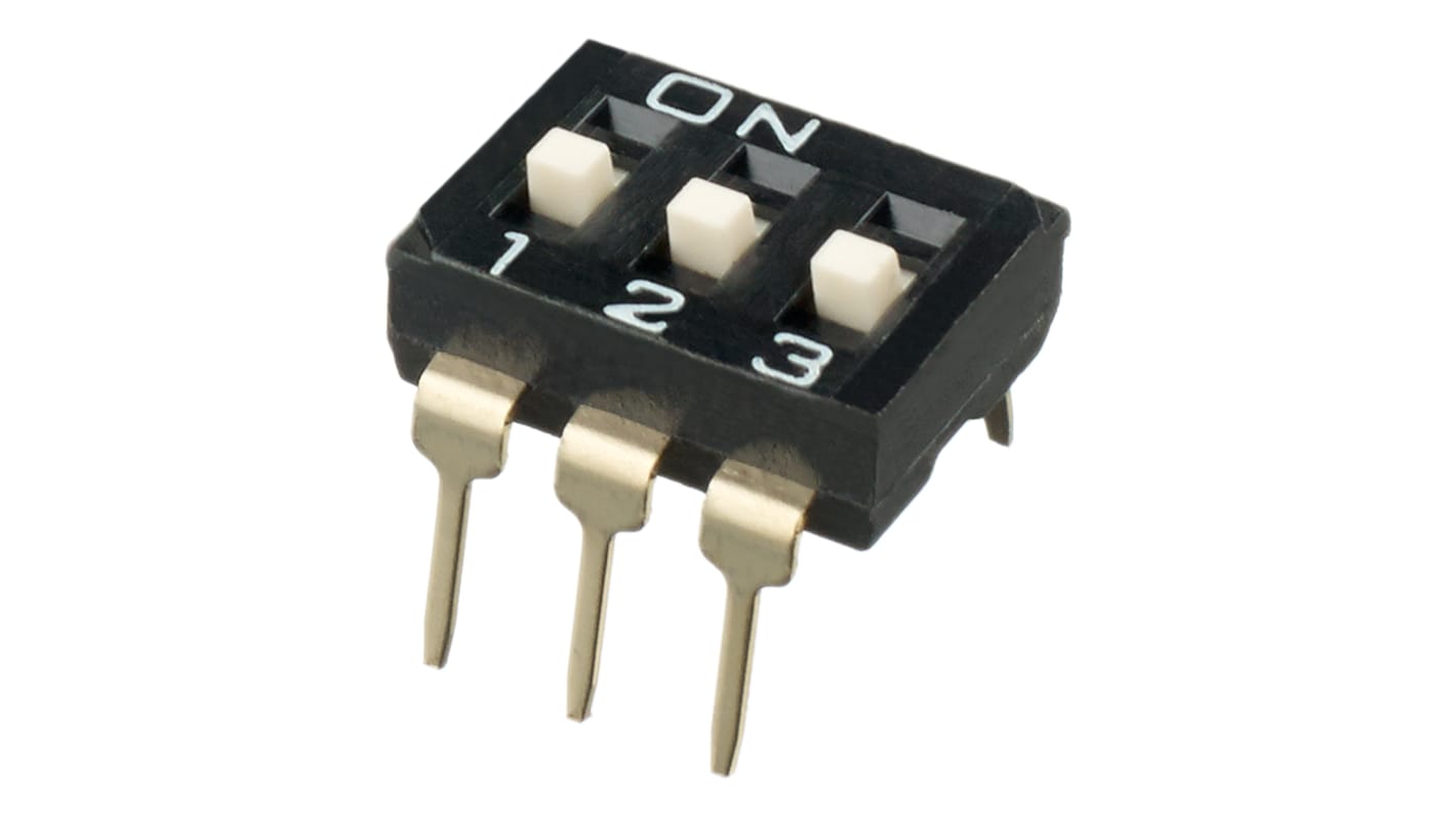IKD0300101 | Apem 3 Way Through Hole DIP Switch SPST, Raised Actuator Slide Actuator | RS