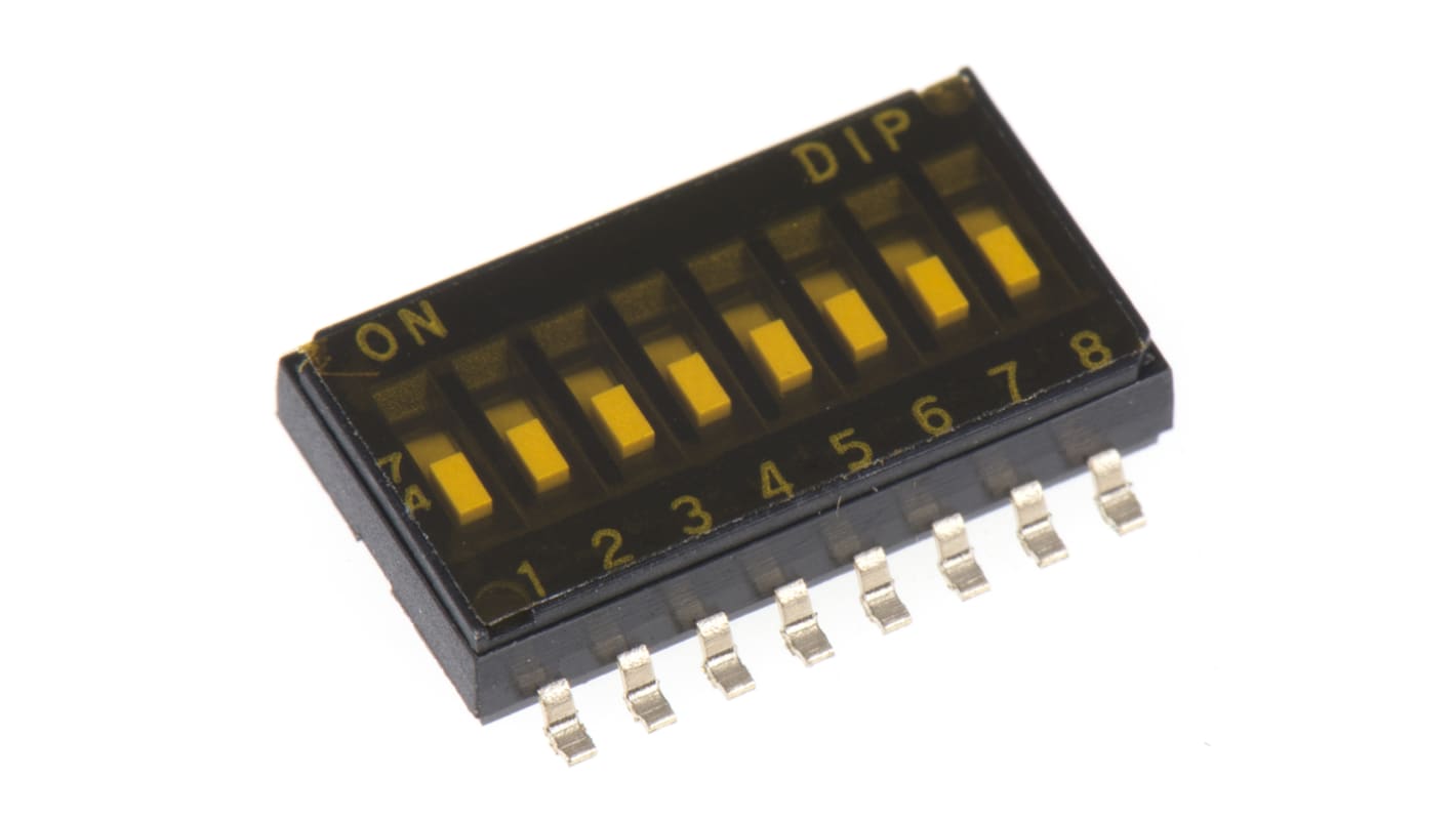 DHA-08T-Q | APEM 8 Way Surface Mount DIP Switch SPST, Flush Slide Actuator | RS