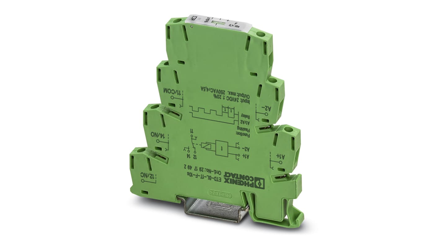 2901491 | Phoenix Contact DIN Rail Mount Timer Relay, 2-Contact, 0.3 → ...