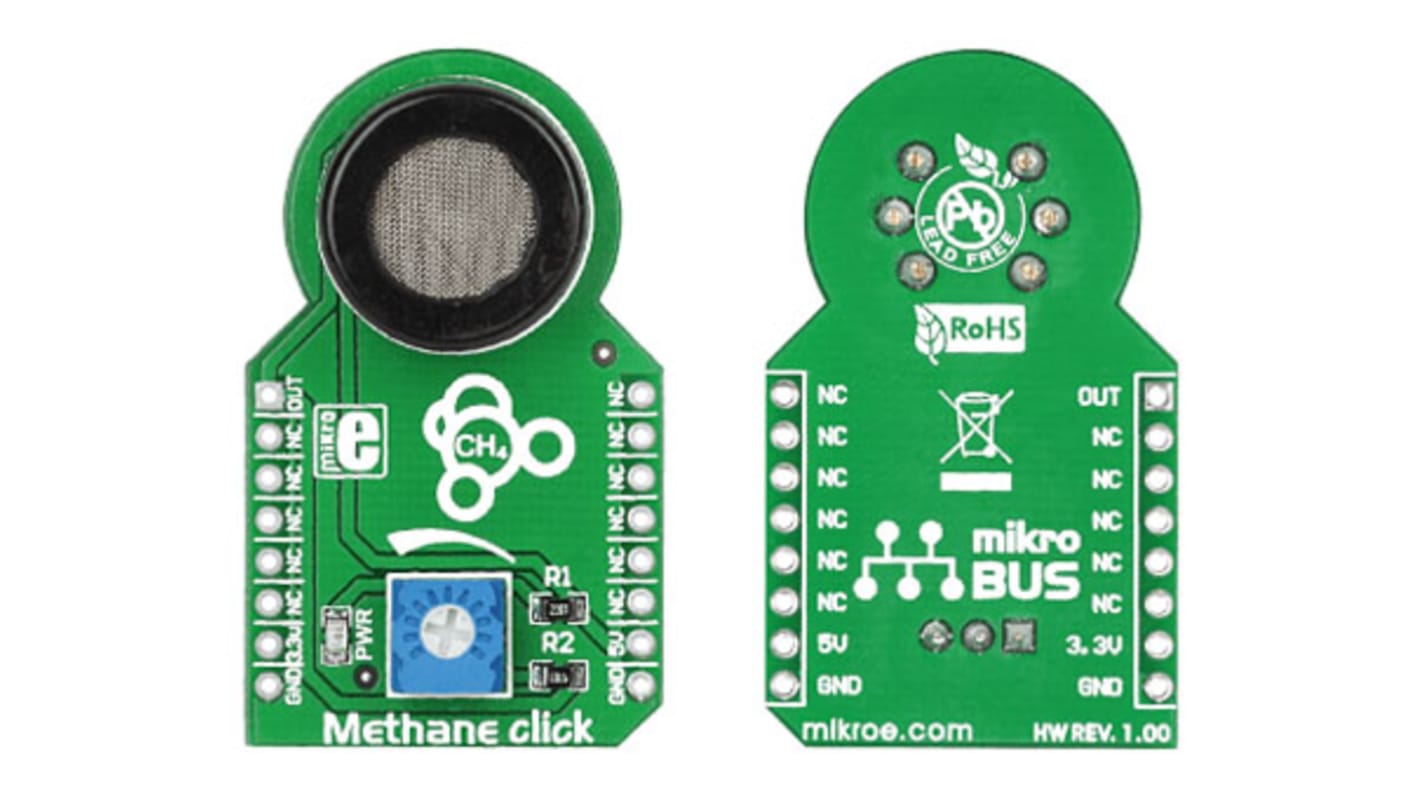 MIKROE-1628 | MikroElektronika Methane click Gas Sensor mikroBus Click Board for MQ-4 | RS