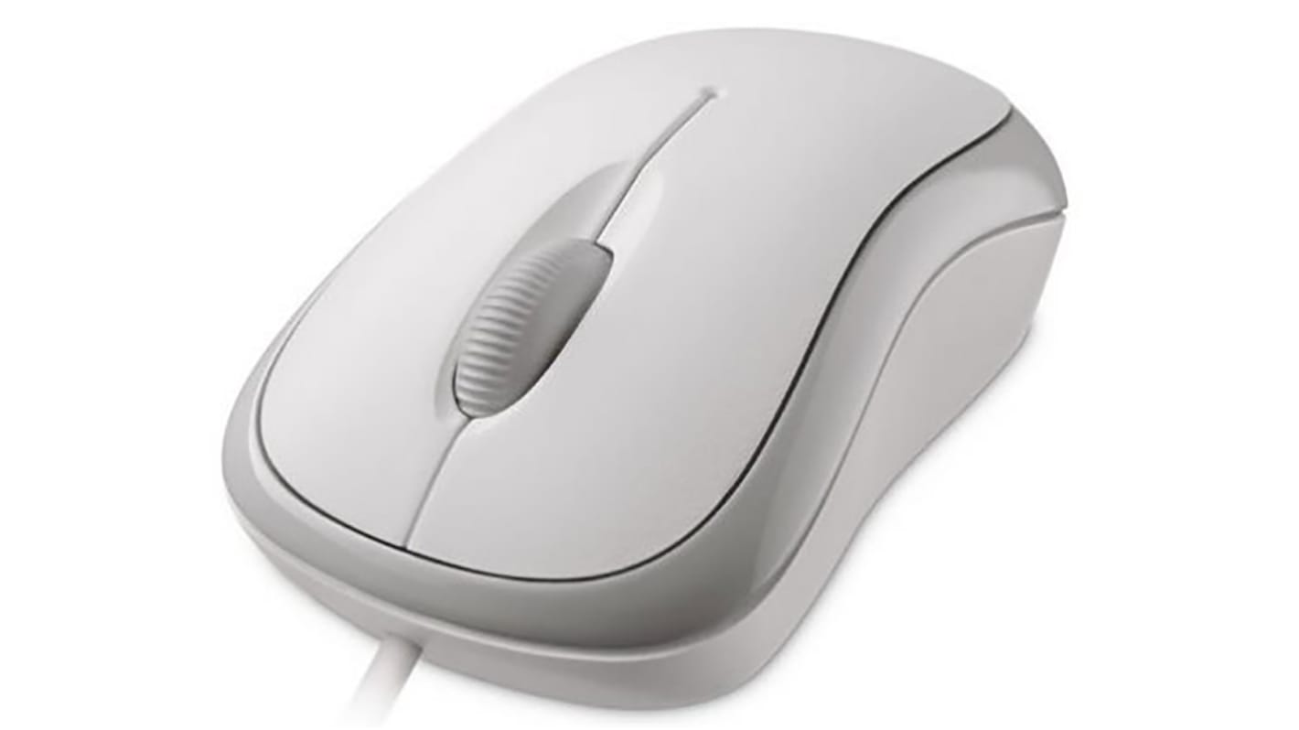P58-00058 | Microsoft Basic 3 Button Wired Compact Optical Mouse White | RS
