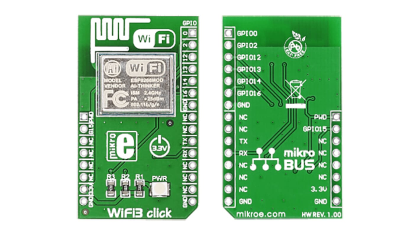 MikroElektronika WiFi3 click ESP8266 WiFi mikroBus Click Board 2.4GHz MIKROE-1769 | RS
