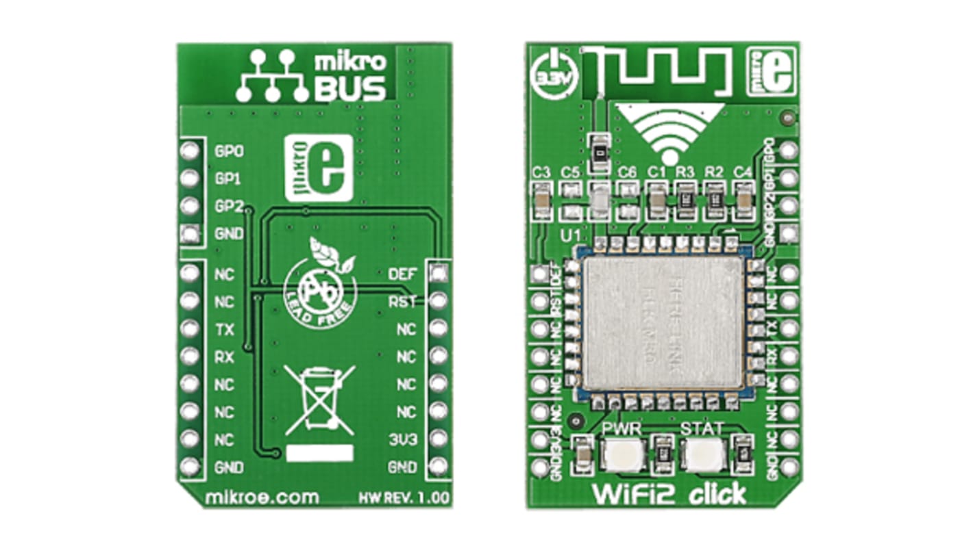 MikroElektronika WiFi2 click HLK-M30 WiFi mikroBus Click Board 2.4GHz MIKROE-1768 | RS