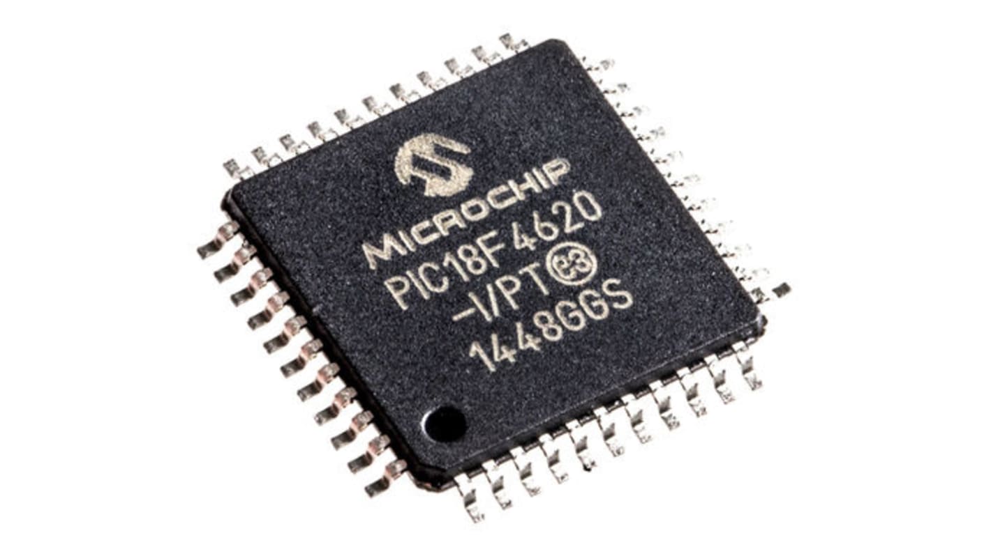 Microchip PIC18F4620-I/PT, 8bit PIC Microcontroller, PIC18F, 40MHz, 1.024 kB, 64 kB Flash, 44 ...