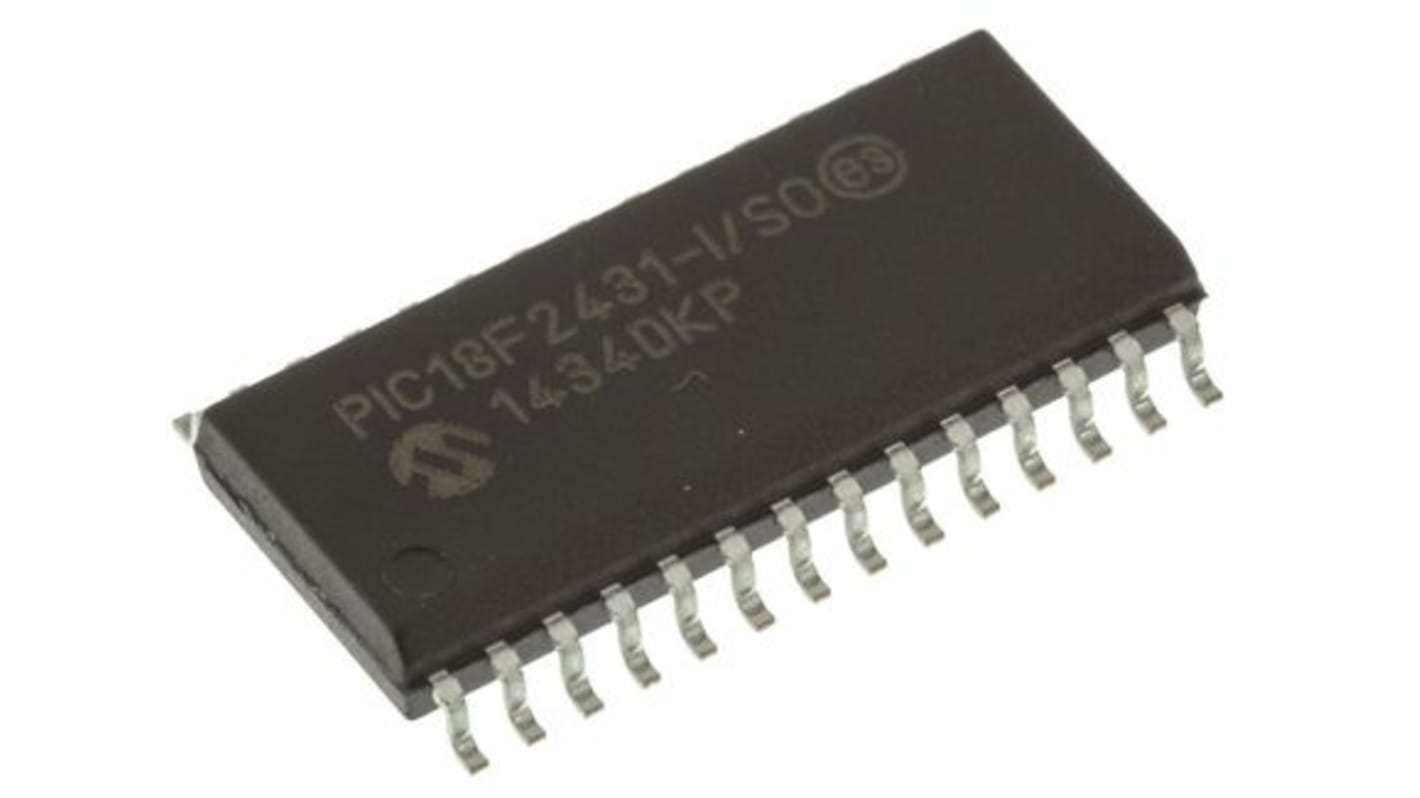 Microchip PIC18F2431-I/SO, 8bit PIC Microcontroller, PIC18F, 40MHz, 16.384 kB, 256 B Flash, 28 ...