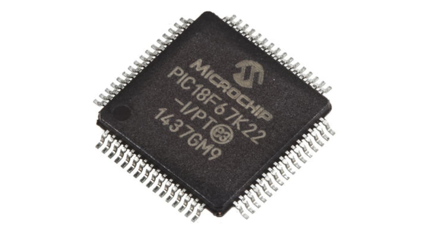 Microchip PIC18F67K22-I/PT, 8bit PIC Microcontroller, PIC18F, 64MHz, 1 kB, 128 kB Flash, 64-Pin ...