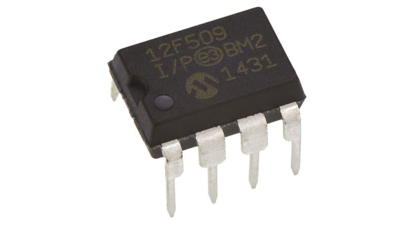 Microchip PIC12F509-I/P, 8bit PIC Microcontroller, PIC12F, 4MHz, 1K ...