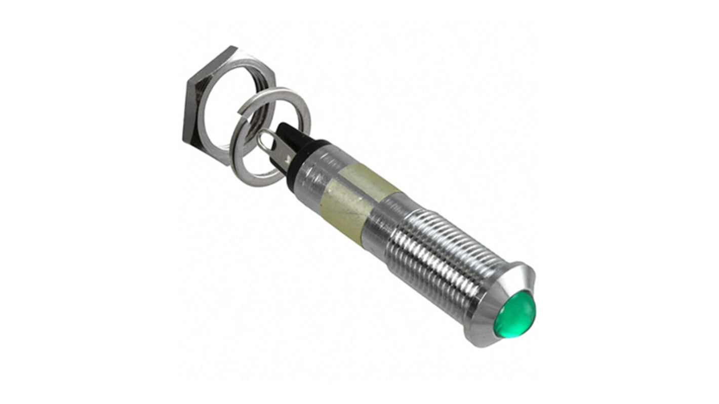 609-1212-130F | Dialight Green Panel LED, 12V dc, 9.35mm Mounting Hole ...