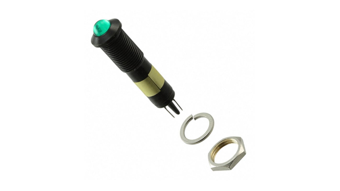 609-1222-130F | Dialight Green Panel LED, 12V dc, 9.35mm Mounting Hole ...