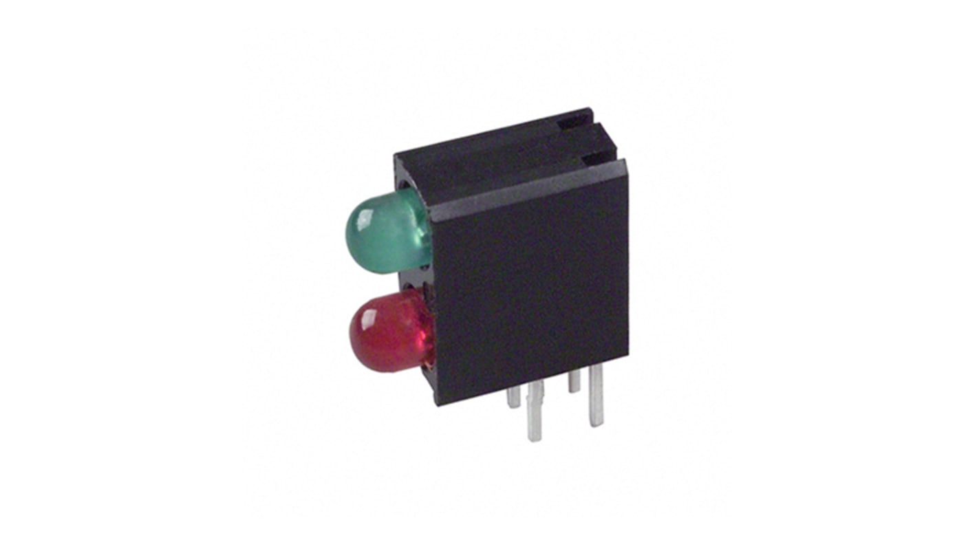 Dialight 553-0121F, Green & Red Right Angle PCB LED Indicator, 2 LEDs ...