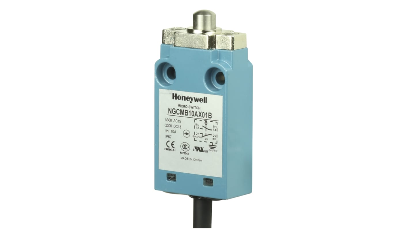 NGCMB10AX01B | Honeywell NGC Series Plunger Limit Switch, NO/NC, IP67, SPDT, Metal Housing, 240V ...