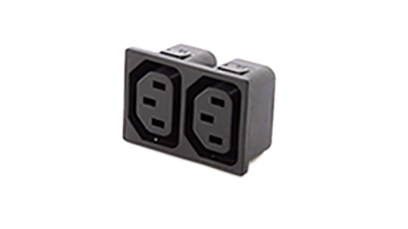 RS PRO 2 X C13 Panel Mount, Snap In Mount IEC Connector Socket, 10A ...