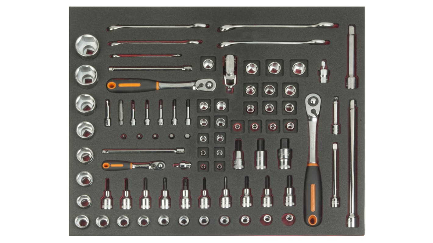 FF1A5005 | Bahco 83-Piece Metric 1/2 in; 1/4 in; 3/8 in Standard Socket ...