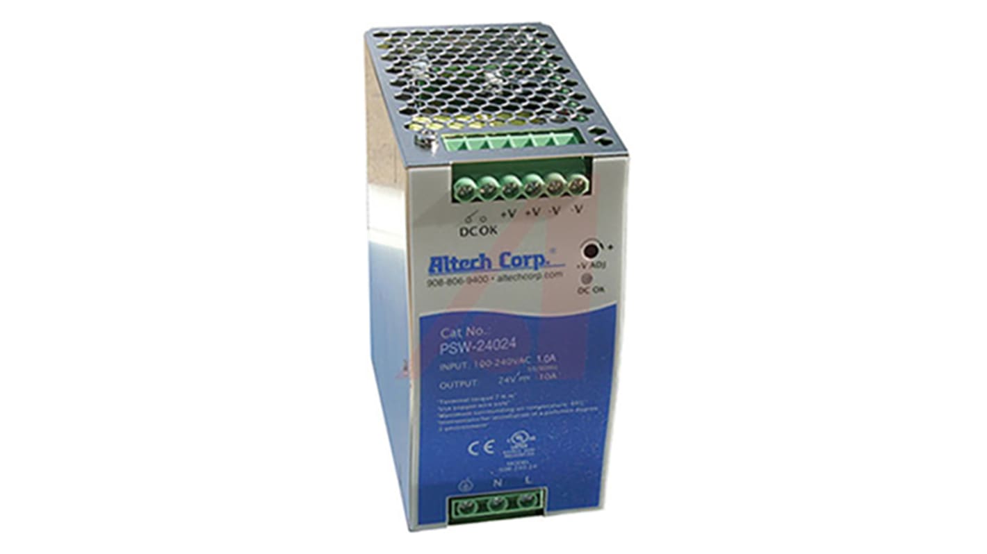 PSW-24048 | Altech PSW-240 Switch Mode DIN Rail Power Supply, 180 → 550V ac ac, dc Input, 48V dc ...