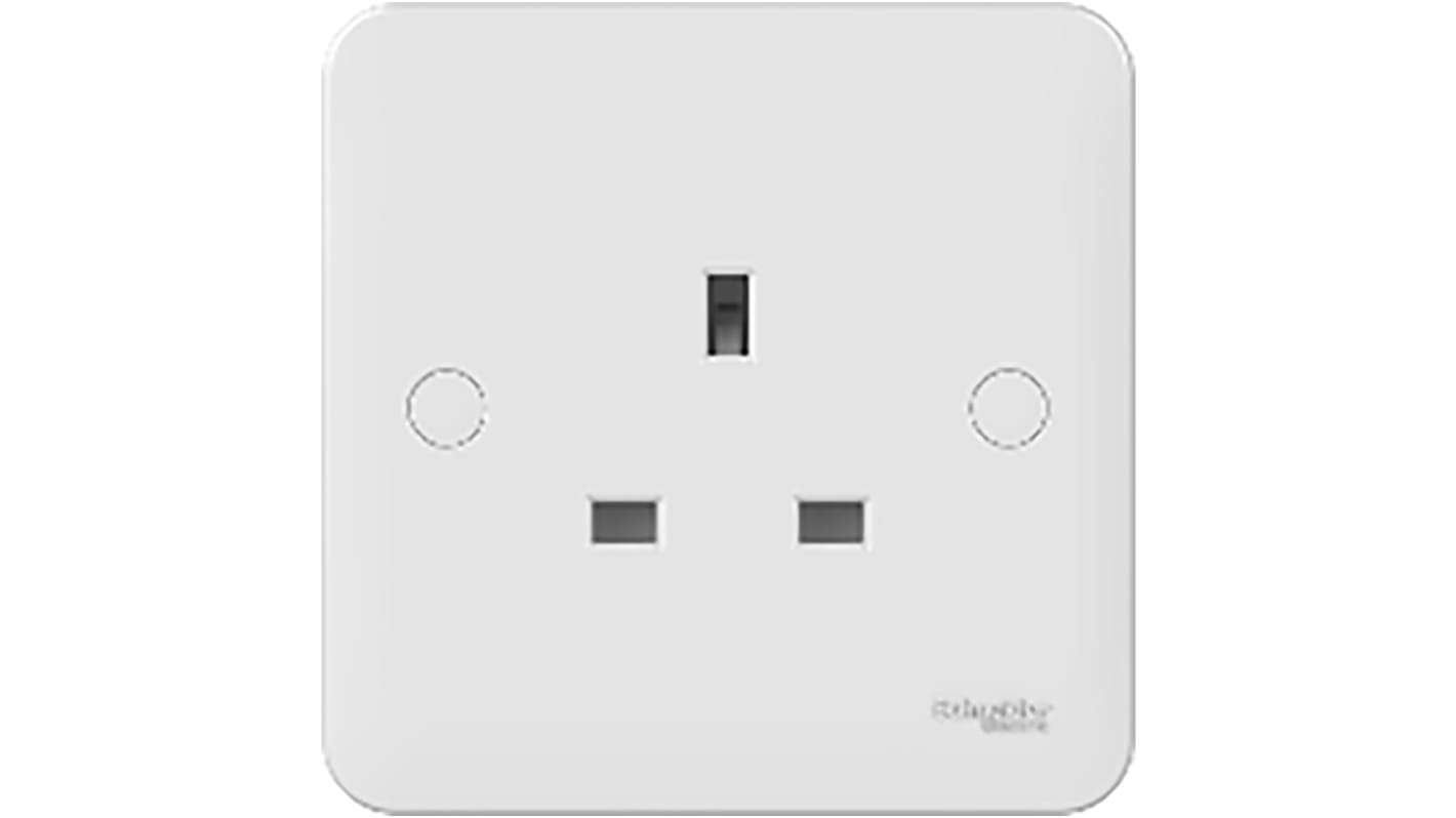 GGBL3050S | Schneider Electric White 1 Gang Plug Socket, 13A, Type G ...