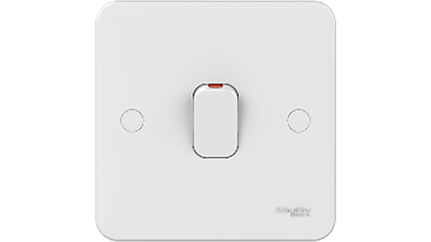 GGBL2011S | Schneider Electric White Rocker Light Switch, 1 Way, 1 Gang ...