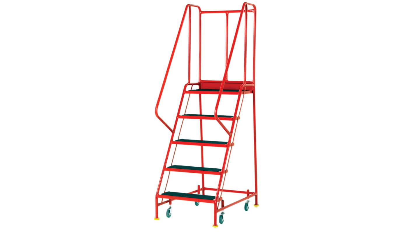 RS PRO 5 Tread Steel Steps 1.145m Platform Height, Red | RS