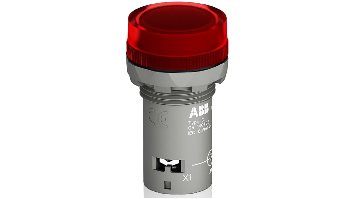 1SFA619403R5231 CL2-523R | ABB, Panel Mount Red LED Pilot Light, 22mm Cutout, Round, 230V ac | RS