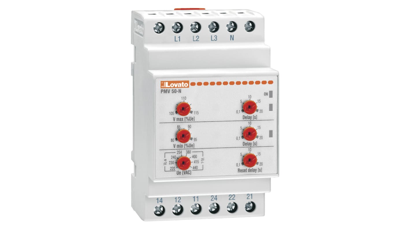 PMV50NA440 | Lovato Voltage Monitoring Relay, 3 Phase, SPDT, 380 → 440V ...