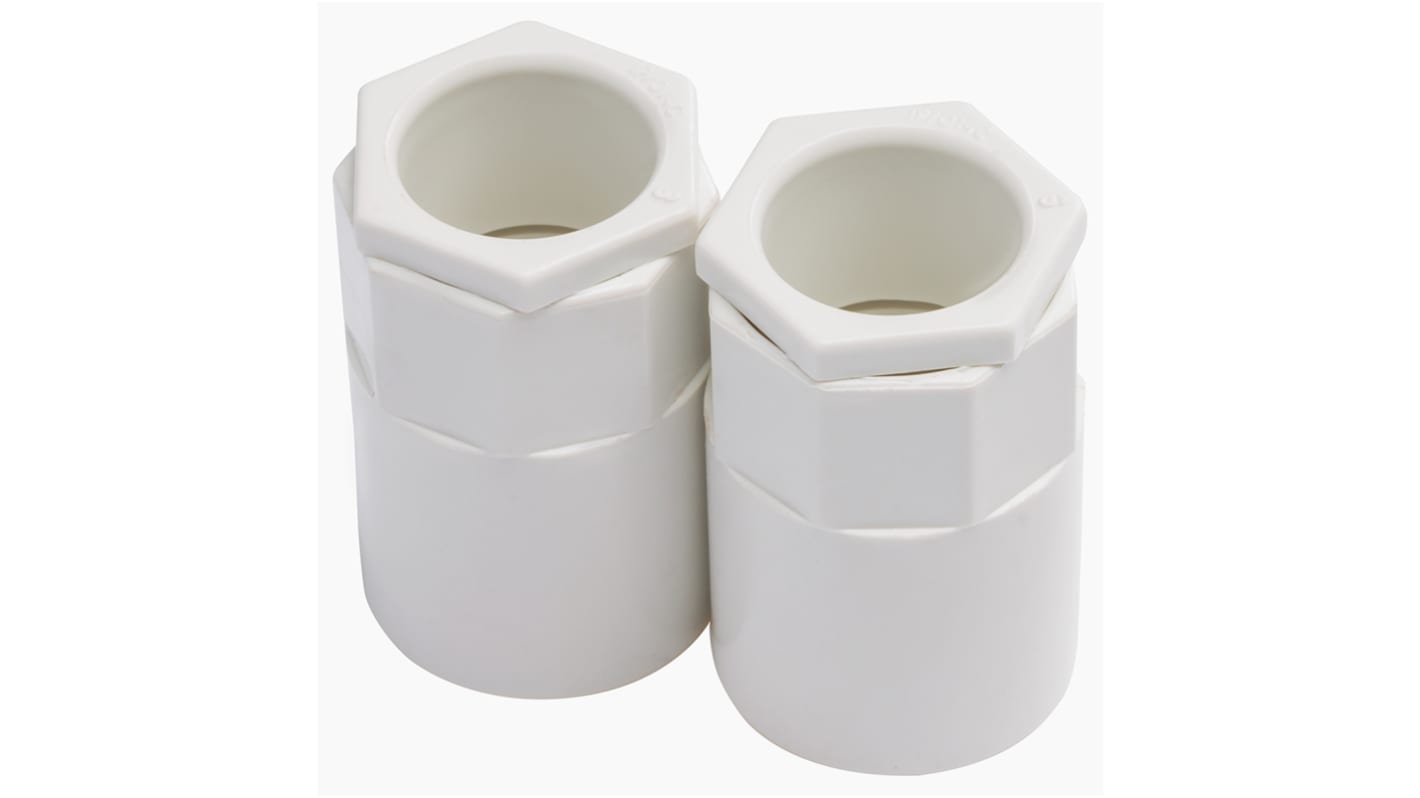 RS PRO Adapter, Conduit Fitting, (Dia) 20mm Nominal Size, PVC, White | RS