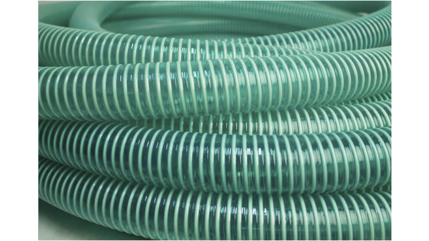 RS PRO PVC, Hose Pipe, 38mm ID, 45.4mm OD, Green, 10m | RS