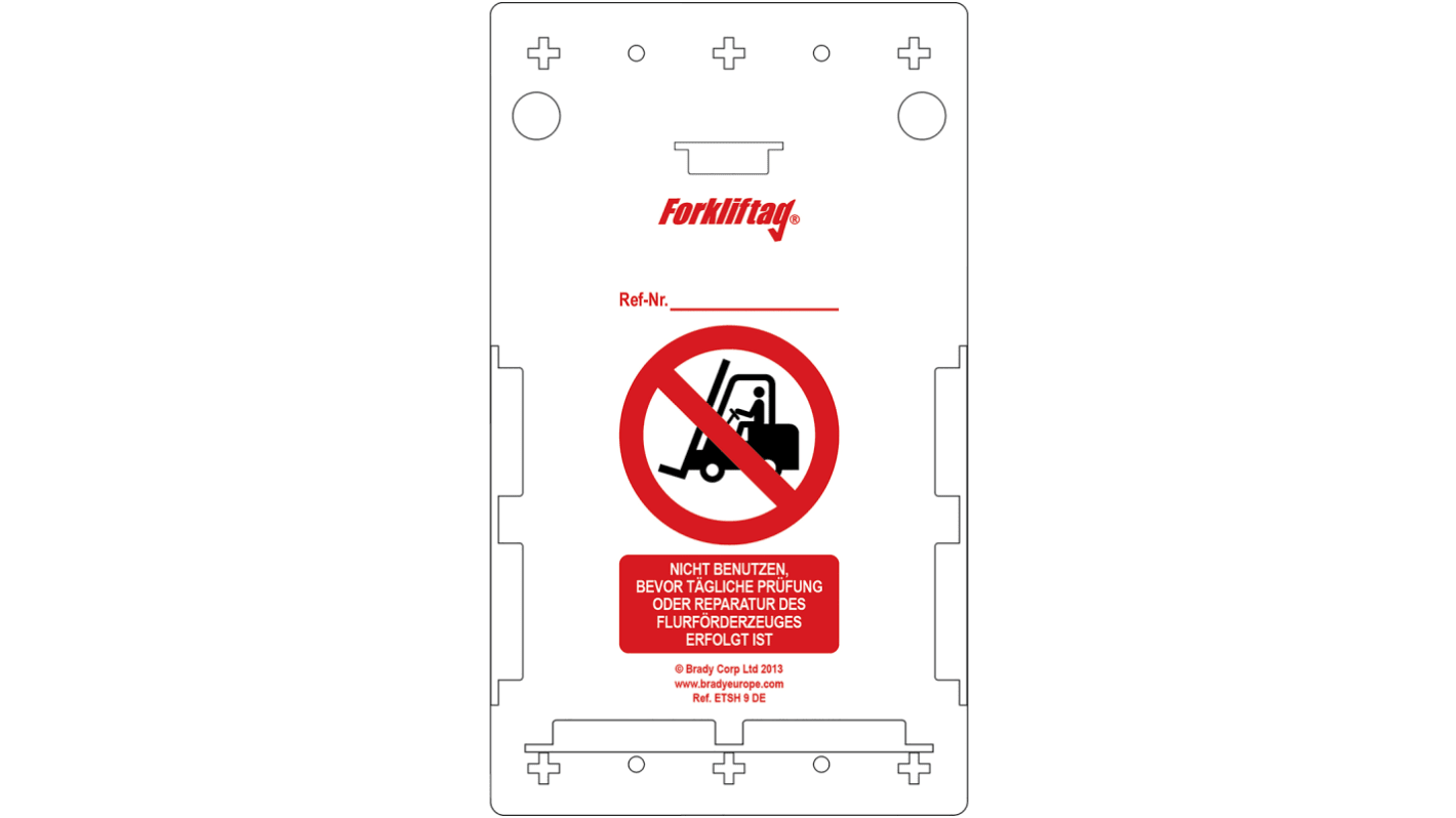 FLT-DE-ETSH-V2-A | Brady Safety Forklift Tag, German Language, 10 per ...