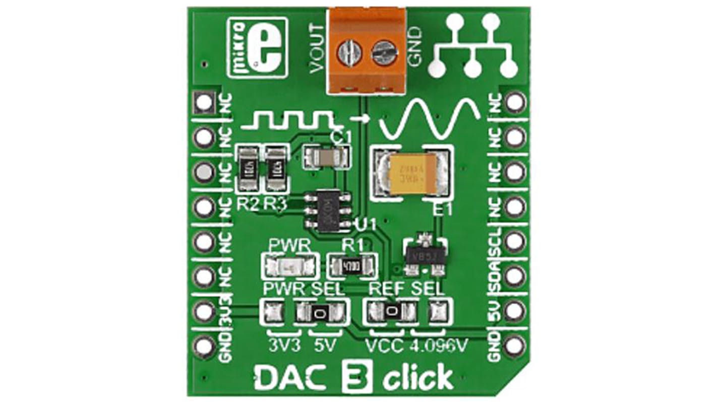 MikroElektronika MIKROE-2038 DAC 3 Click Add On Board Signal Conversion Development Kit | RS