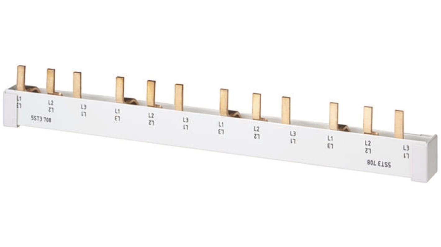 5ST3710 | Siemens Sentron 3 Phase Busbar, 400V ac, 18mm Pitch | RS