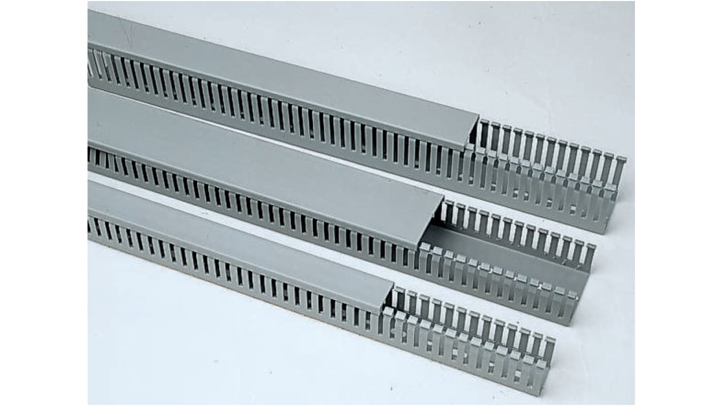 08450170013 | SES GF-A6/4 Grey Slotted Panel Trunking - Open Slot, W30 ...