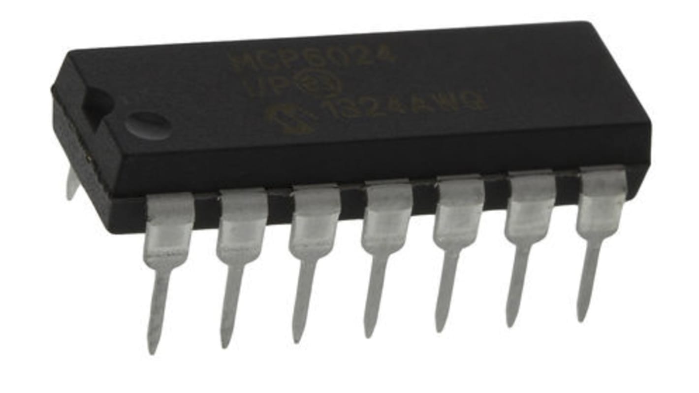 MCP6024-I/P Microchip, Precision, Op Amp, RRIO, 10MHz, 3 V, 5 V, 14-Pin PDIP | RS