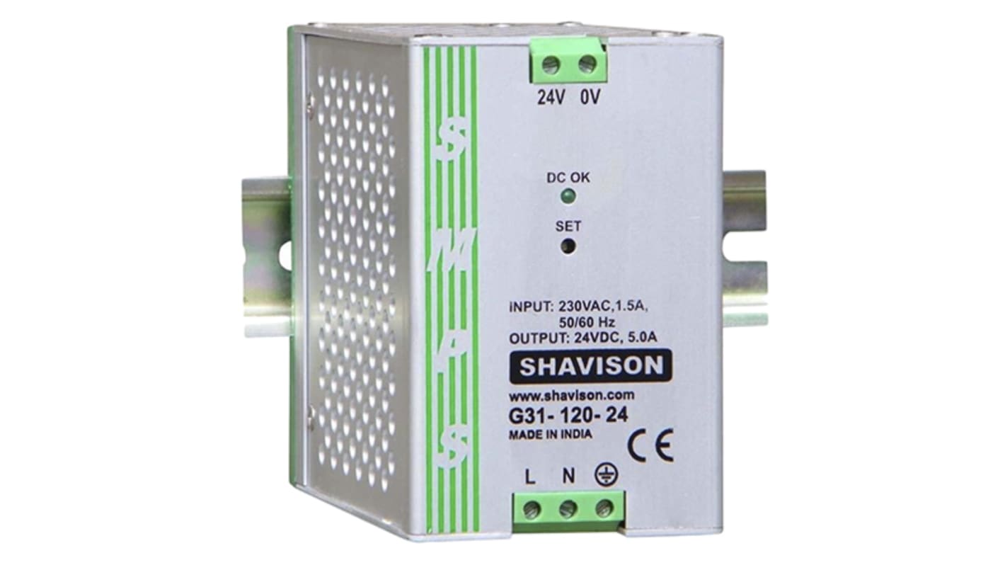 G32-60-24 ROHS | Shavison DIN Rail Power Supply ac Input, 24V dc dc Output, 2.5A Output, 60W | RS