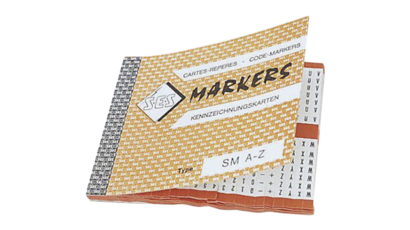 RS PRO Rubber Adhesive Cable Markers, Black on White, Pre-printed "0 → ...