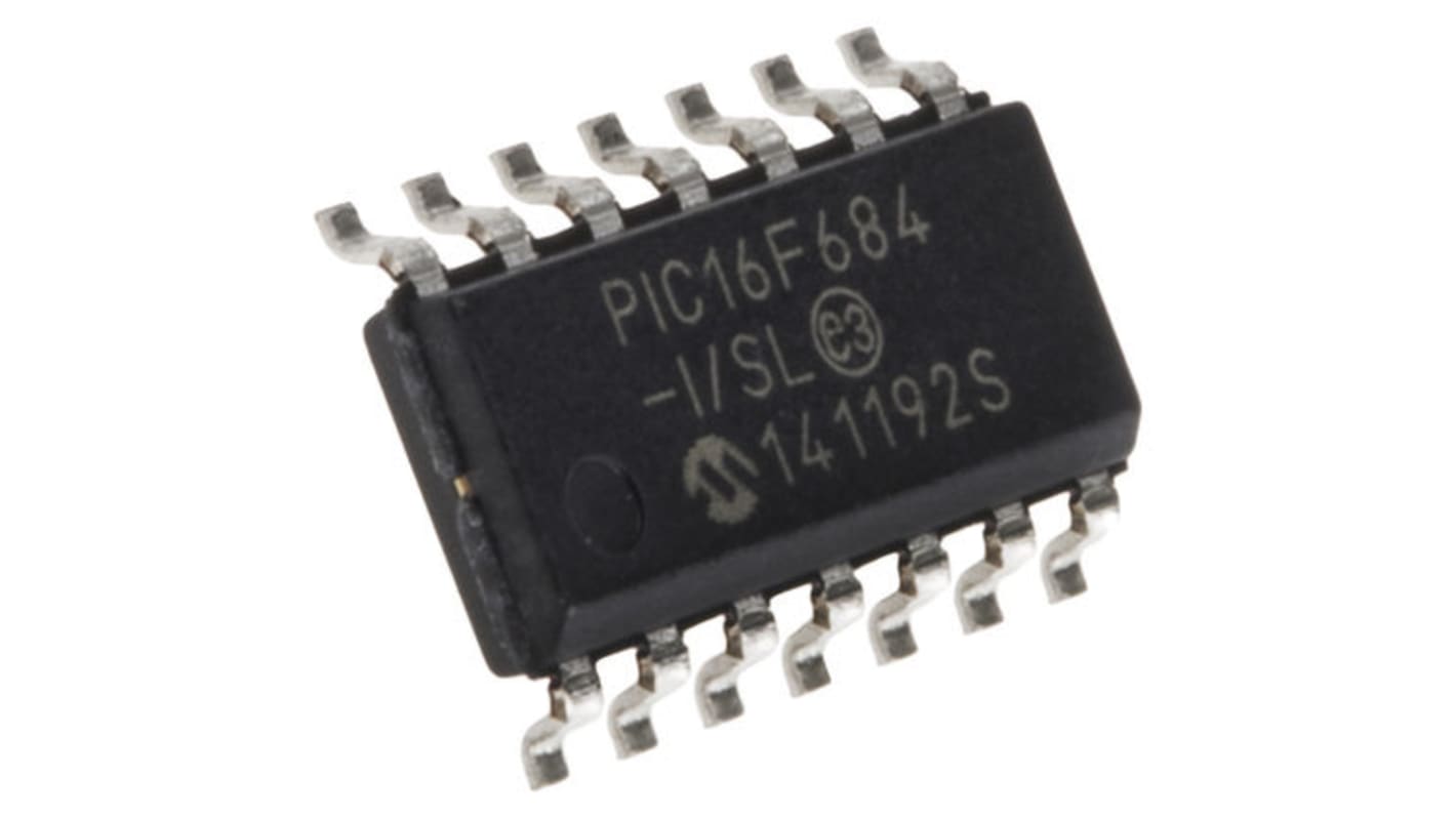 Microchip PIC16F684-I/SL, 8bit PIC Microcontroller, PIC16F, 20MHz, 2048 x 14 words, 256 B Flash ...