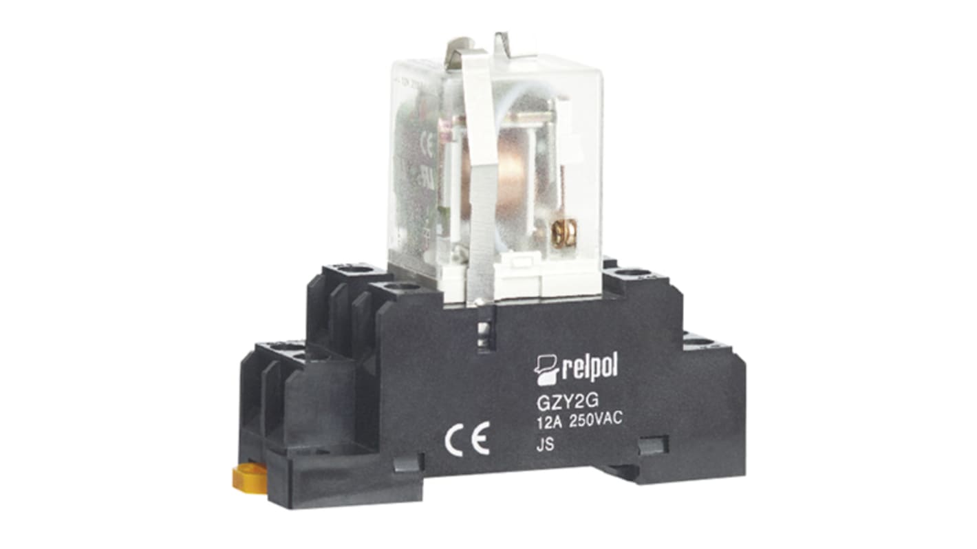 GZY2G-BLACK | Relpol 8 Pin 250V ac DIN Rail Relay Socket, for use with ...