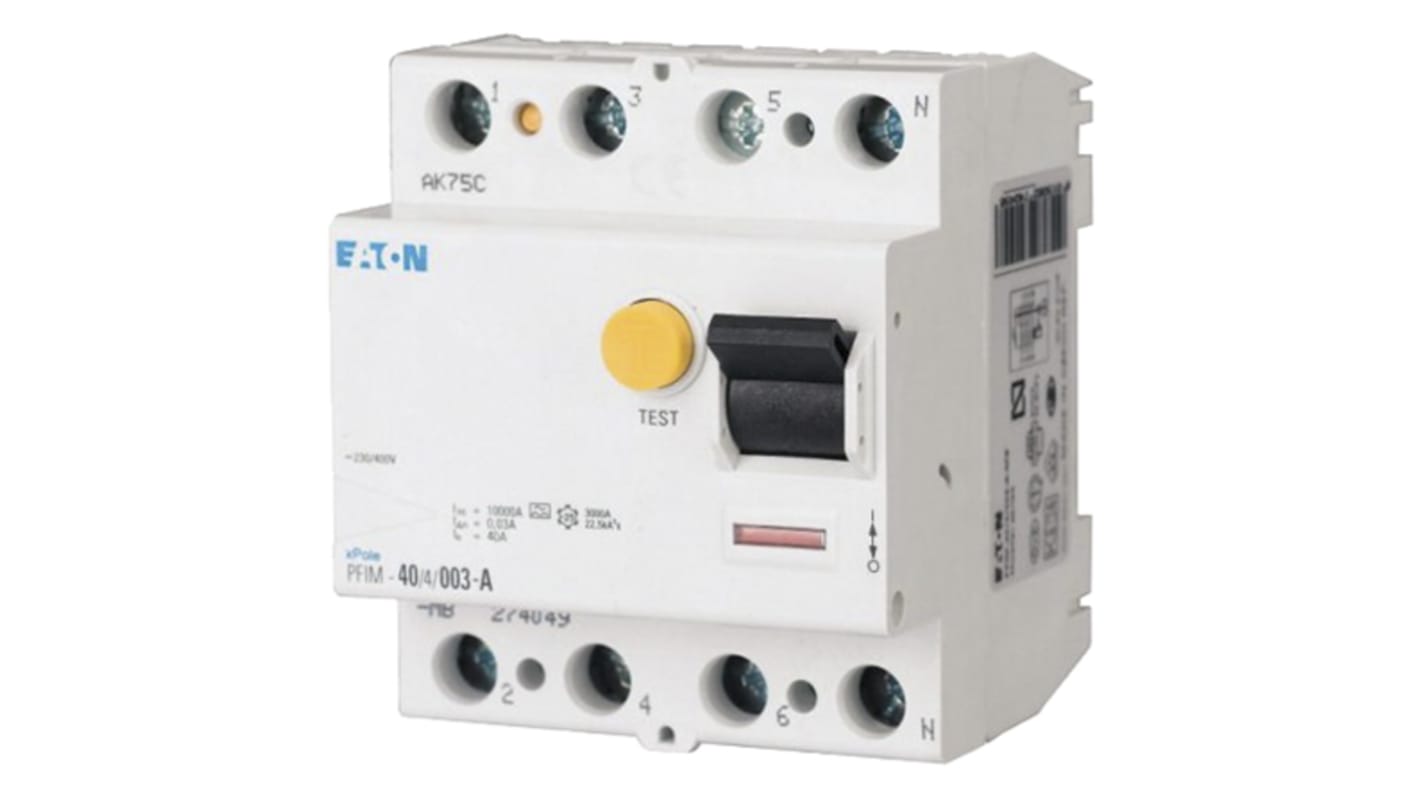 235418 PFIM-80/4/003-MW | Eaton RCD, 80A, 4 Pole, 30mA, Type AC | RS