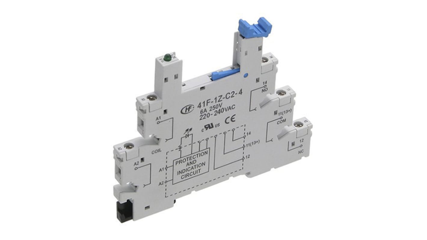 41F-1Z-C1-4 | Hongfa Europe GMBH 5 Pin 250V ac DIN Rail Relay Socket ...