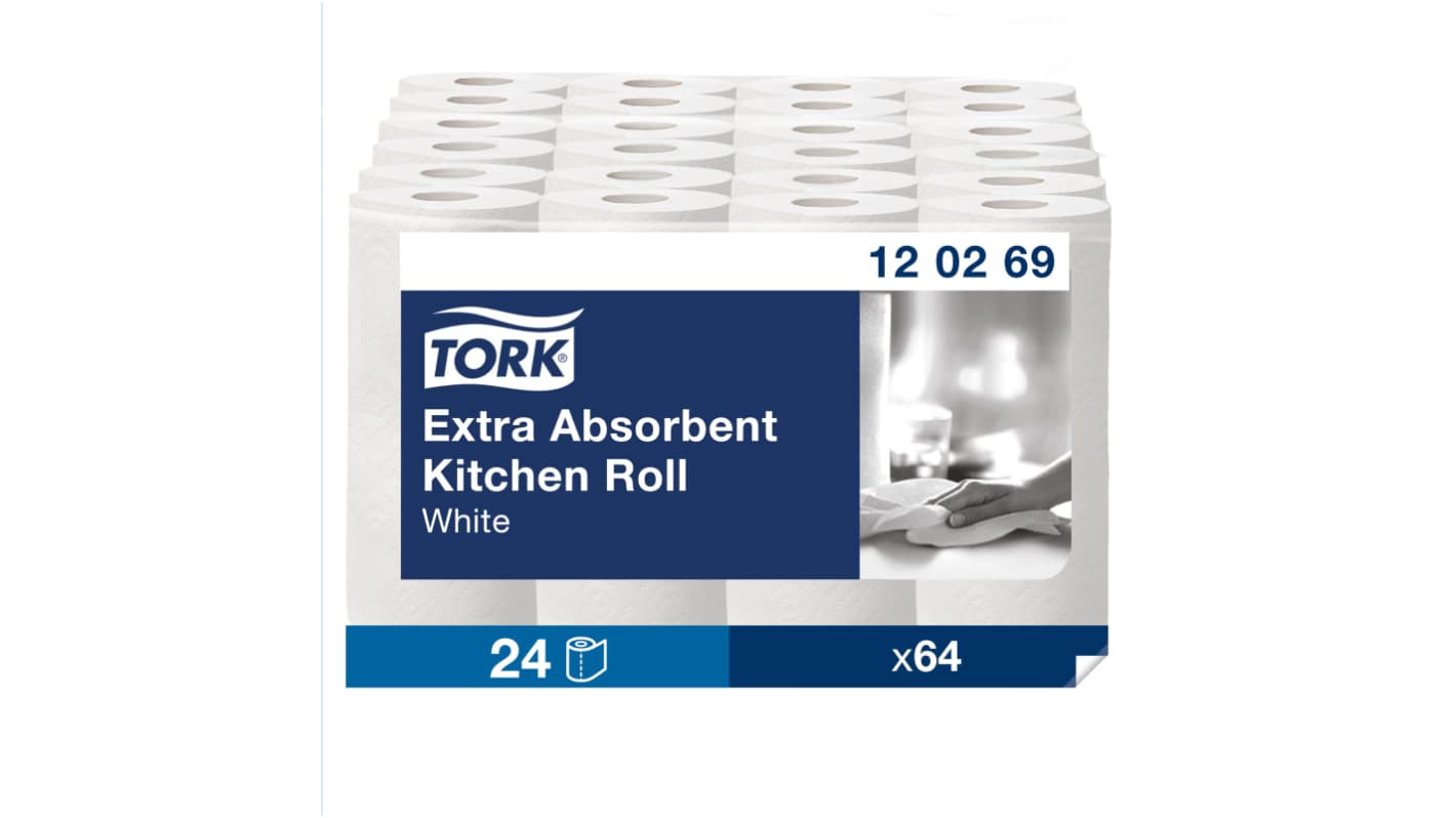120269 | Tork Rolled White Paper Towel, 15.4 m x 230mm, 2-Ply, 64 x 24 ...