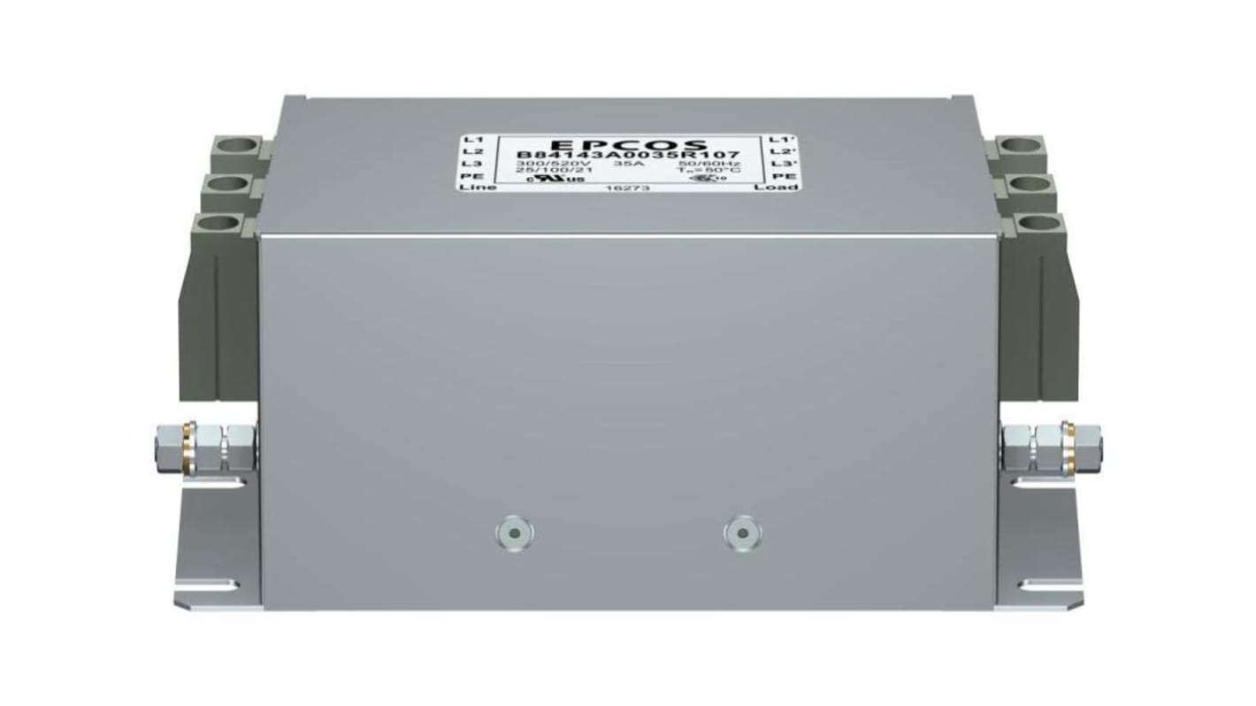 B84143A0020R107 | EPCOS EMCフィルタ 三相 20A パネルマウント 3.1 mA 3.3mΩ | RS