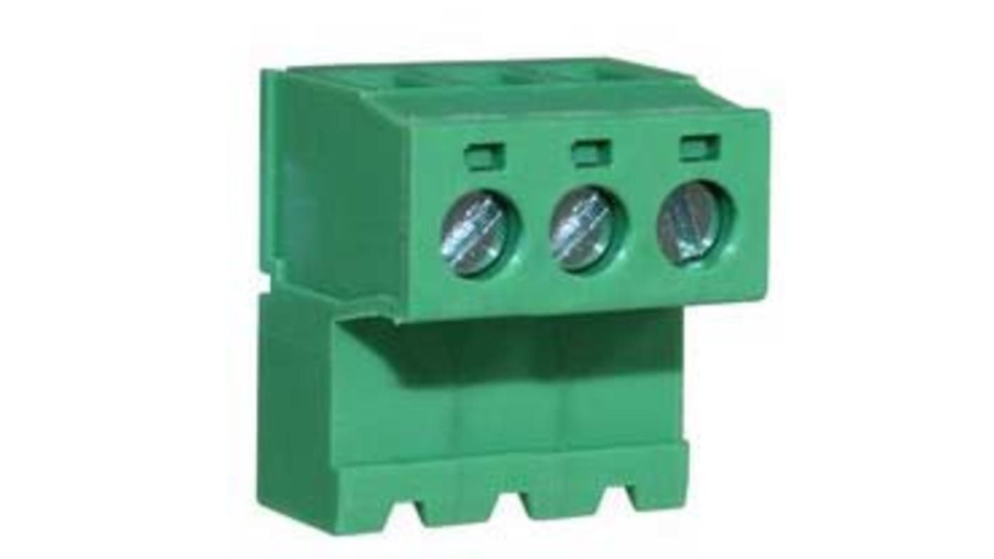 RS PRO 5.08mm Pitch 3 Way Right Angle Pluggable Terminal Block, Inverted Plug, Through Hole ...