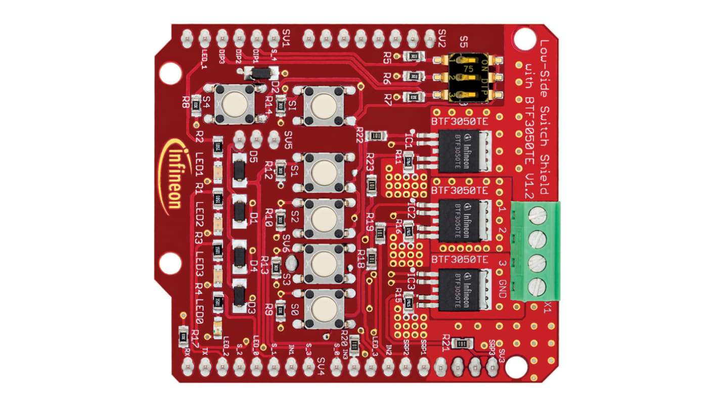 SHIELDBTF3050TETOBO1 | Infineon Low-Side Switch Shield, Arduino ...