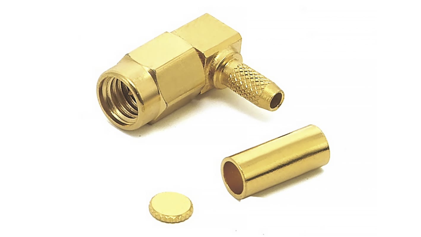 RS PRO, Plug Cable Mount SSMA Connector, 50Ω, Crimp Termination, Right ...