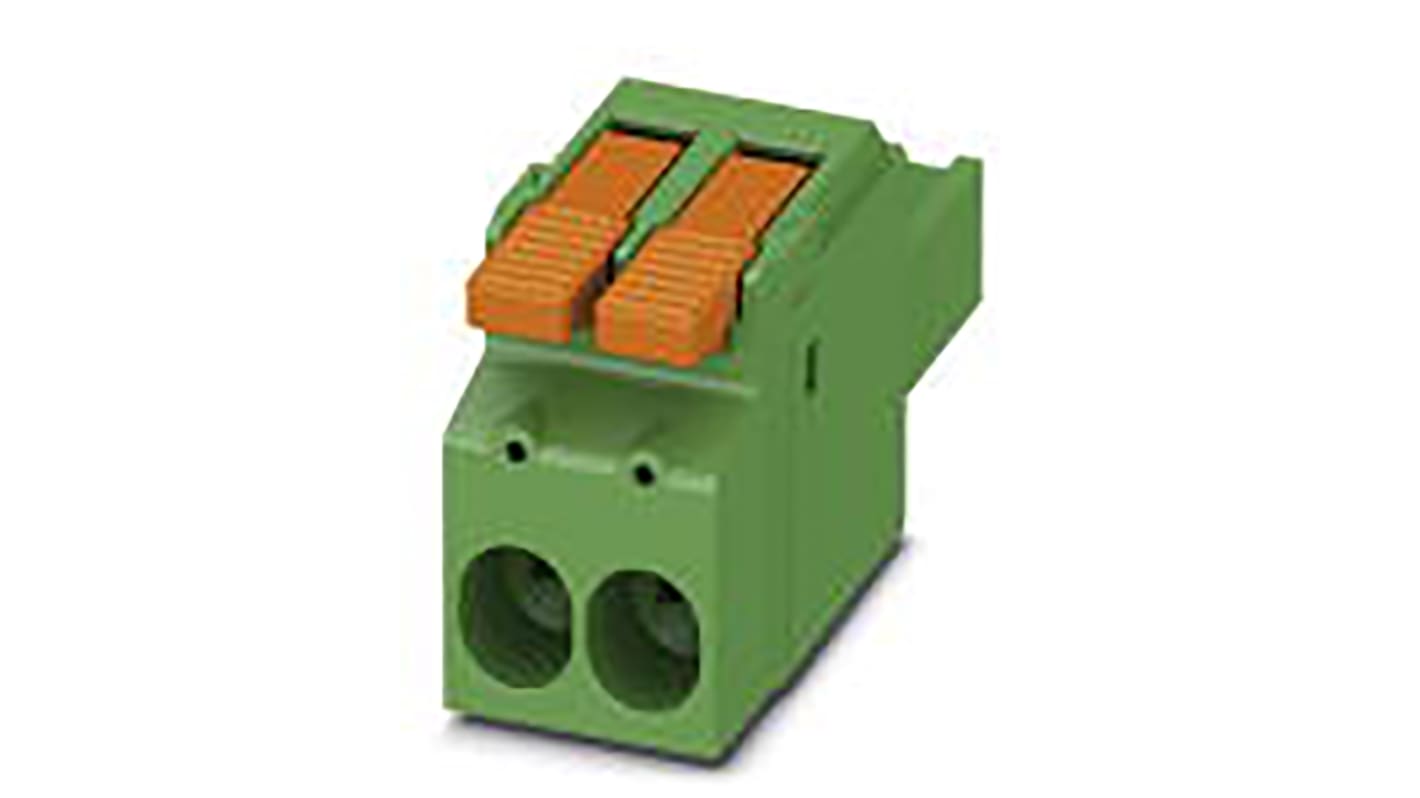 1716921 | Phoenix Contact 7.62mm Pitch 2 Way Pluggable Terminal Block, Plug, Cable Mount, Push ...