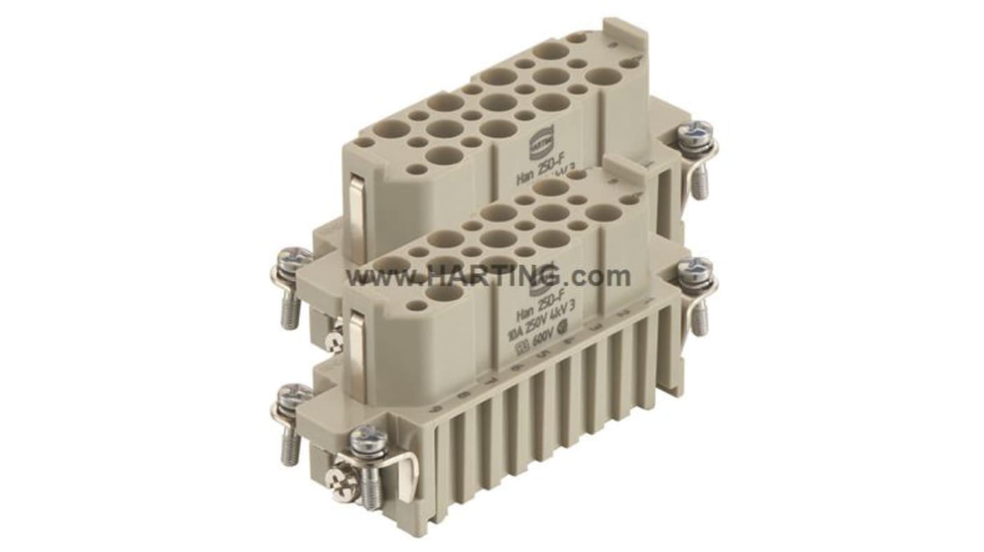 09210253111 | HARTING Heavy Duty Power Connector Insert, 10A, Female, Han D Series, 50 Contacts | RS
